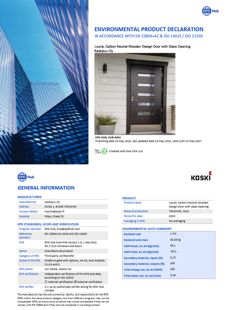 Environmental Product Declaration: IN ACCORDANCE WITH EN 15804+A2 & ISO ...