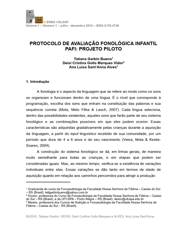 Protocolo Pafi - Imprimir | Download grátis PDF | Tempo | Fonologia