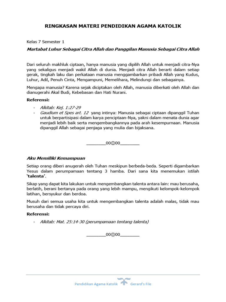 Ringkasan Matari SMTR 1 Kelas 7 | PDF