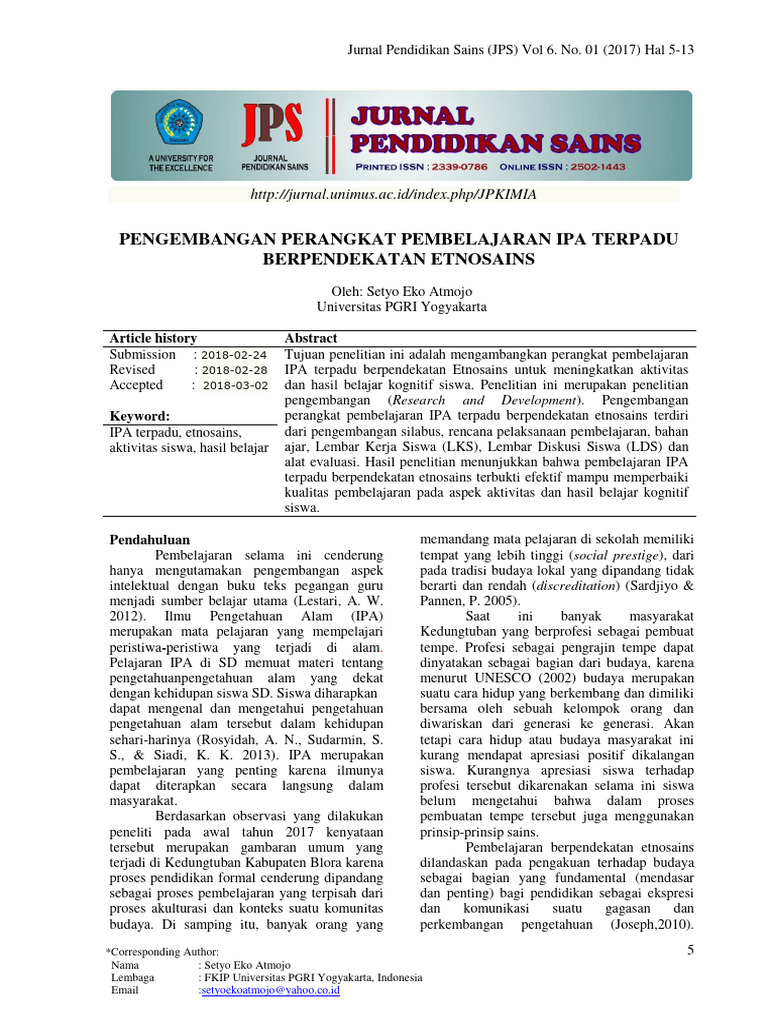Pembelajaran IPA Berbasis Etnosains | PDF