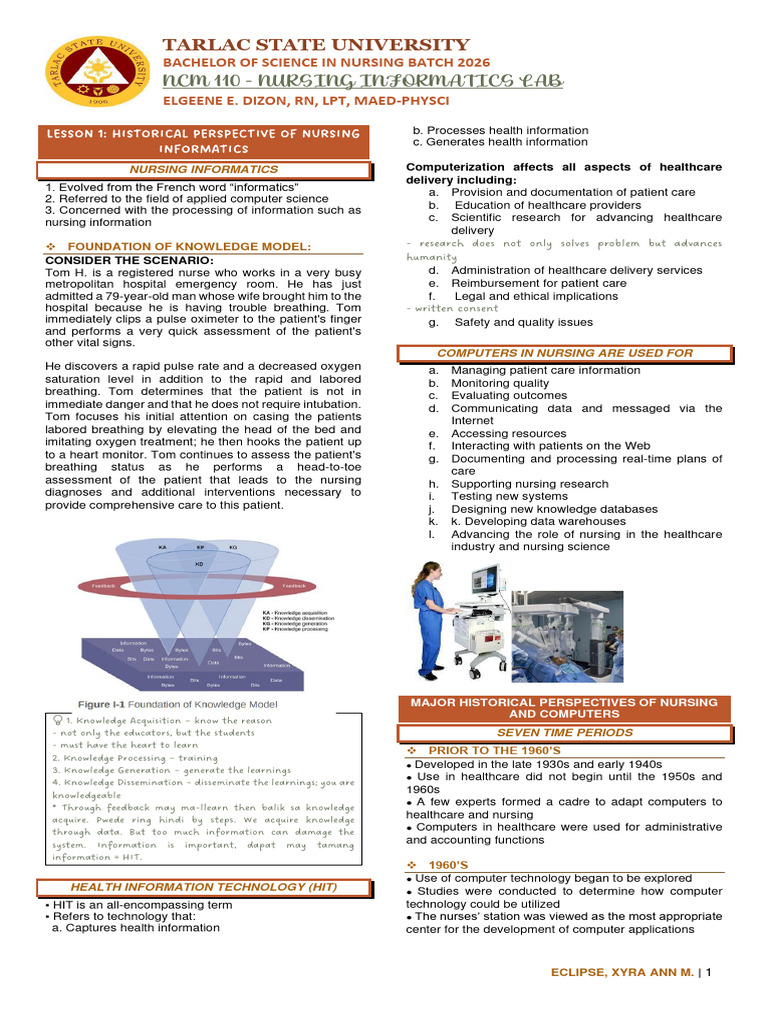 Nursing Informatics Overview and History | PDF | Health Informatics ...