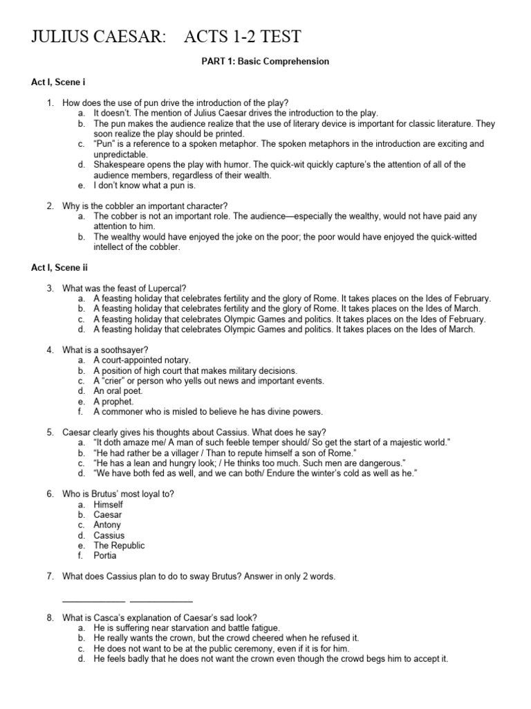 Act1 Test | PDF | Julius Caesar | Cicero