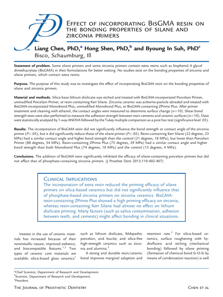 Effect of Incorporating BisGMA Resin On The Bonding Properties of ...