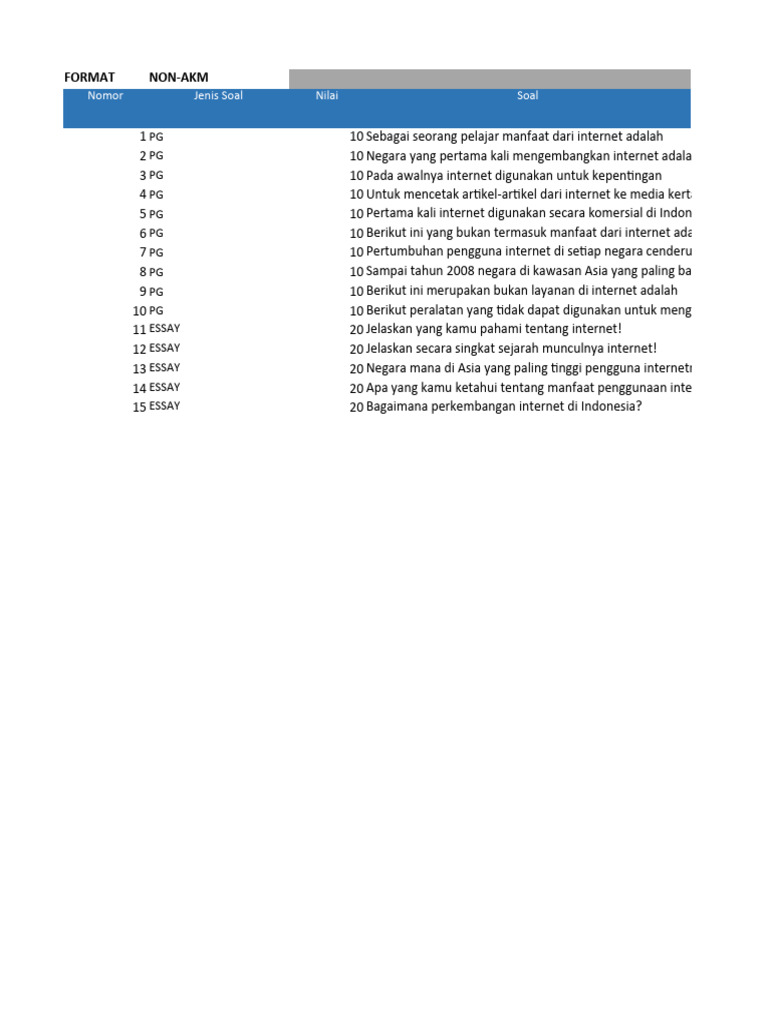 Template-Ujian-Non-AKM STS TIK | PDF