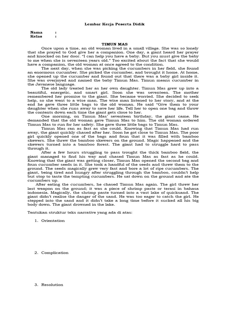 LKPD Struktur Teks Narrative | PDF