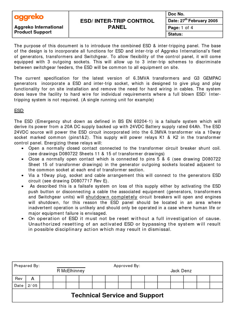 ESD - Inter-Trip Bulletin | PDF | Transformer | Relay