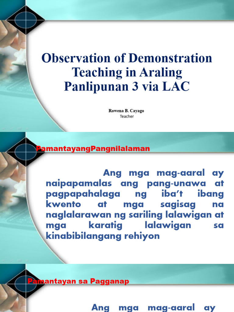 Observation of Demonstration Teaching in Araling Panlipunan 3 | PDF