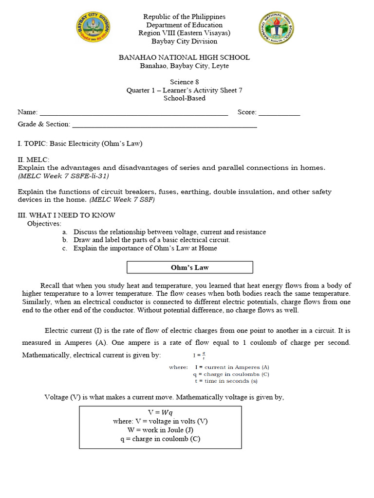 Basics of Electricity and Ohm's Law | PDF | Electrical Resistance And ...