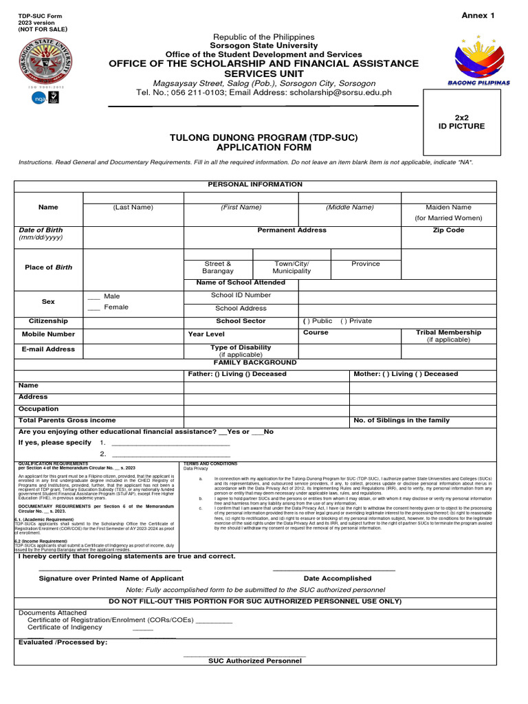 TDP-SUC Application Form 2023 | PDF | Justice | Crime & Violence