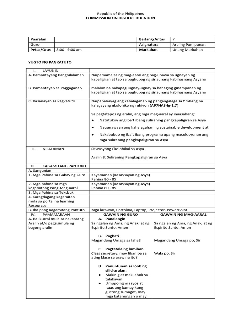 G7 (Suliraning Pangkapaligiran Sa Asya) DLP | PDF