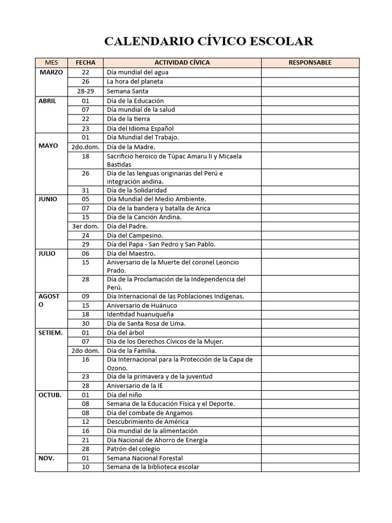 Calendario Civico 2024 | PDF | Perú