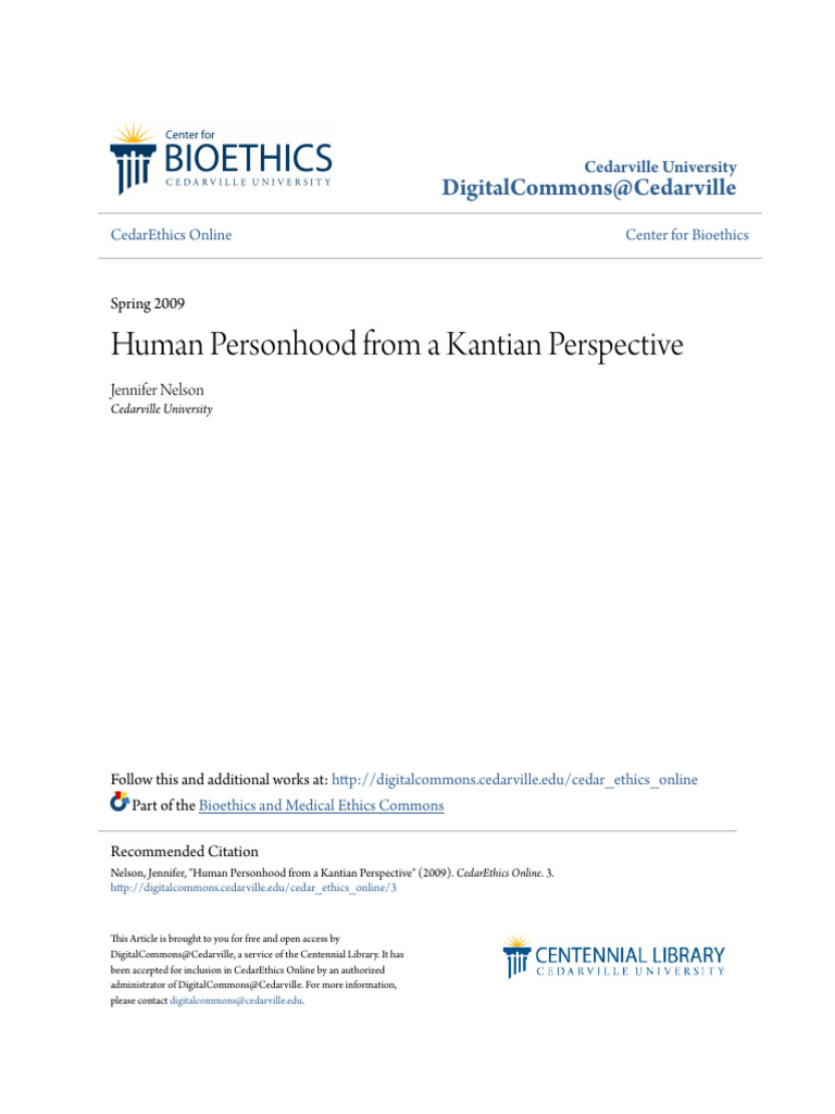 Human Personhood From A Kantian Perspective | PDF | Immanuel Kant ...
