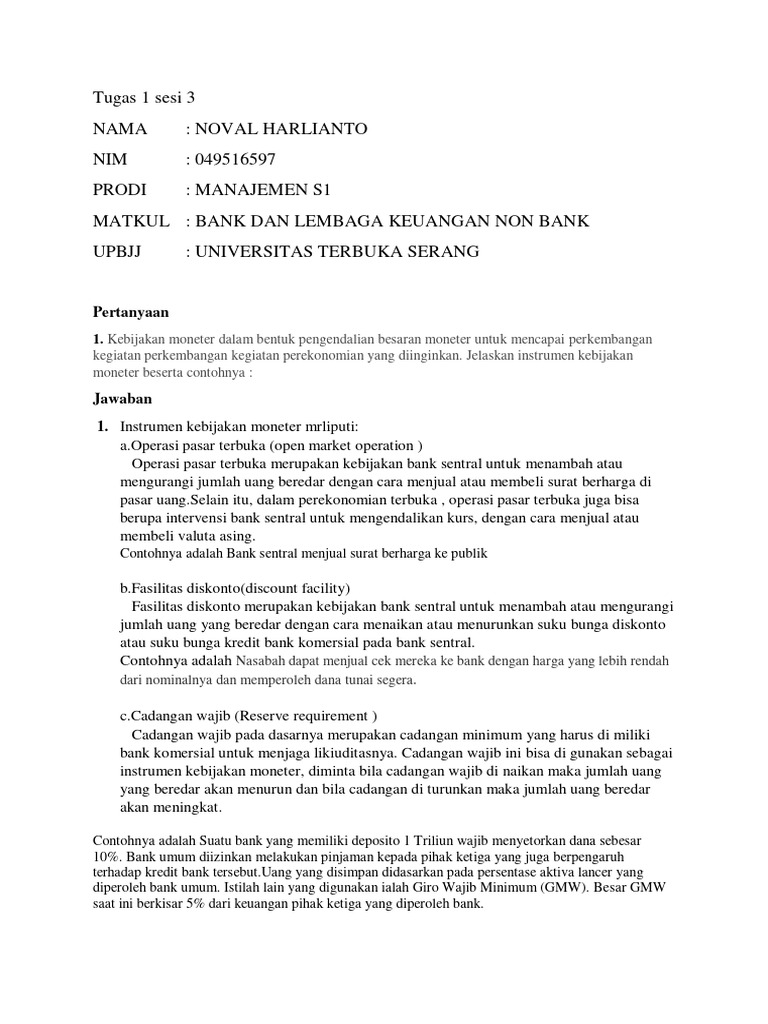 Instrumen Kebijakan Moneter Terperinci | PDF