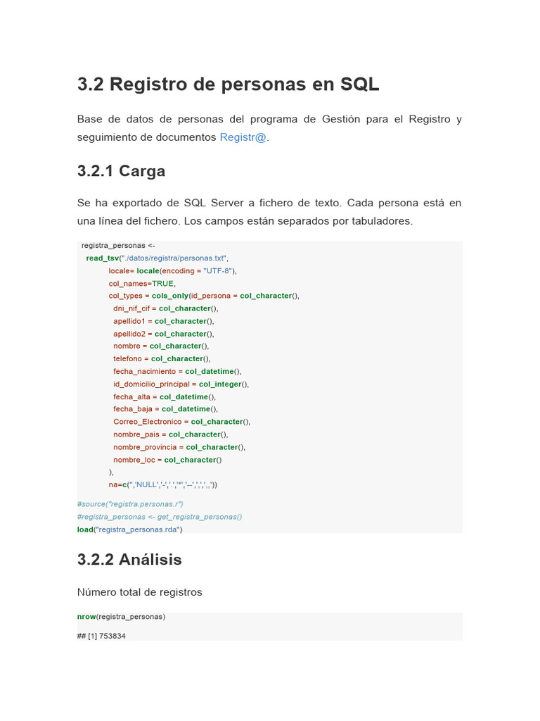 SQL DEL REGISTRO DE PERSONAS | PDF | SQL | Programación de computadoras