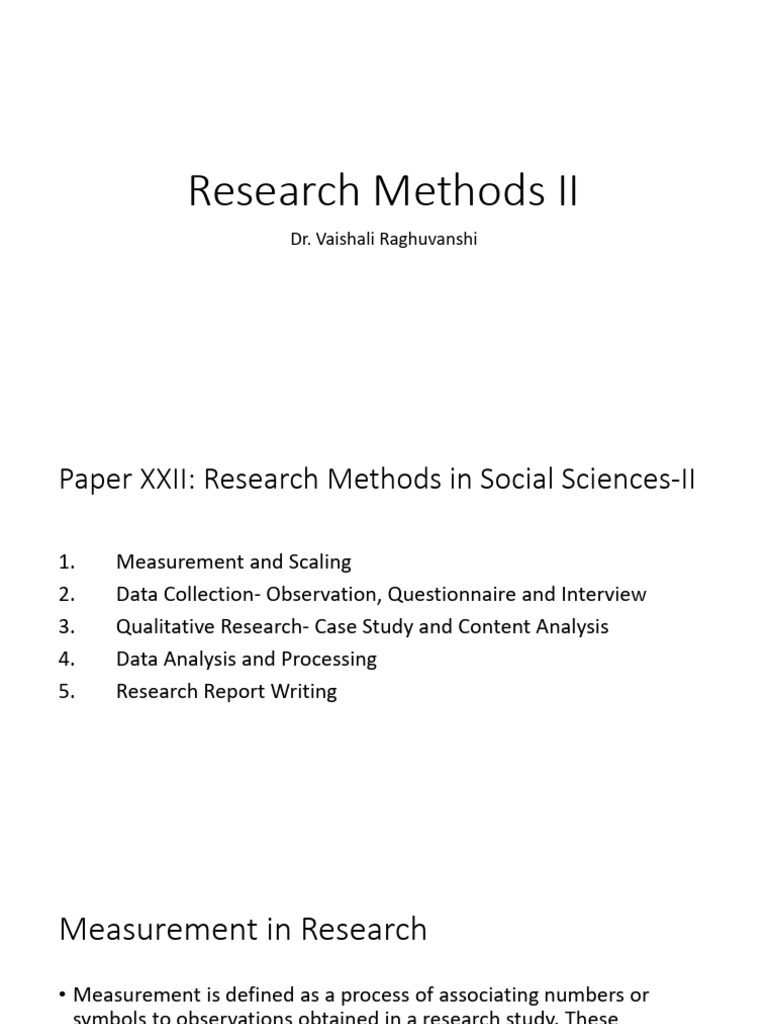 Research Methods II | PDF | Level Of Measurement | Methodology