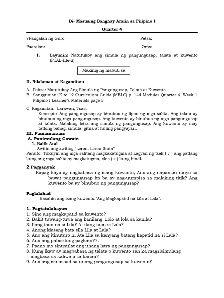 Fil LP q4 Day1 Week 2 | PDF