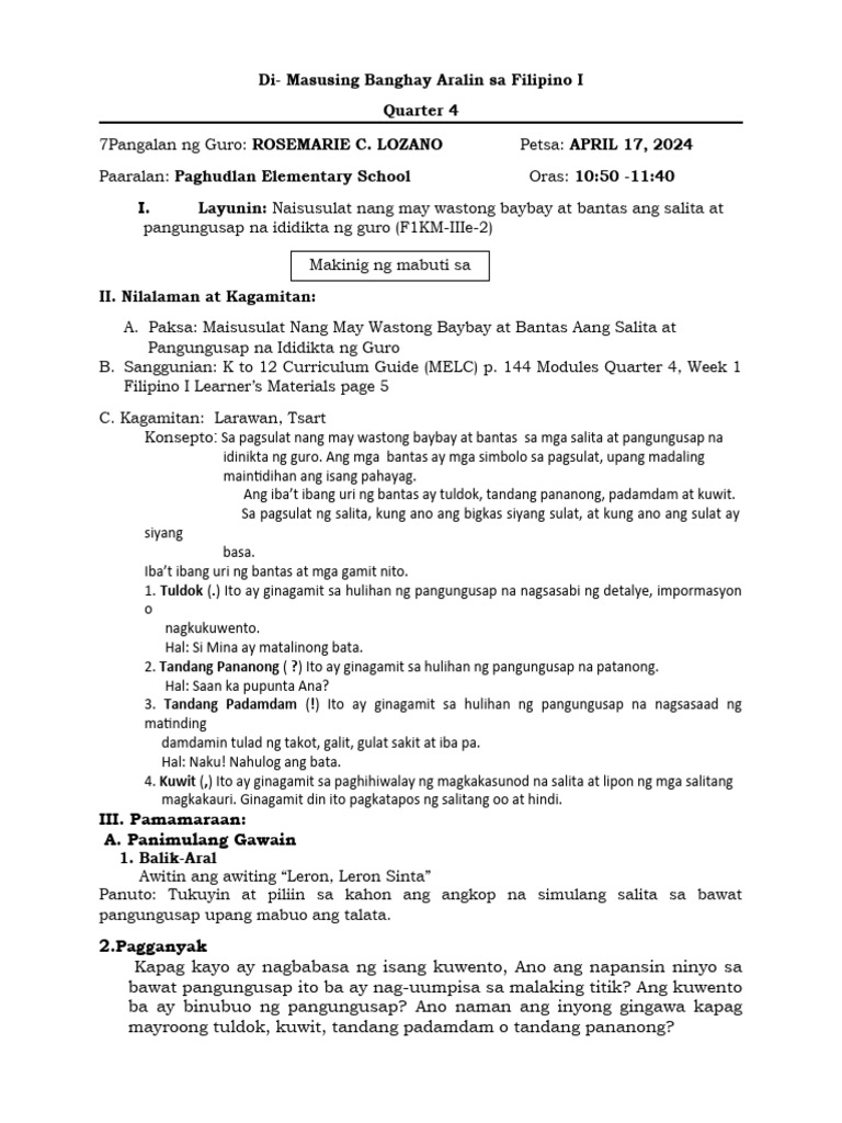 Fil LP q4 Day1 Week 3 2022 - 2023 | PDF