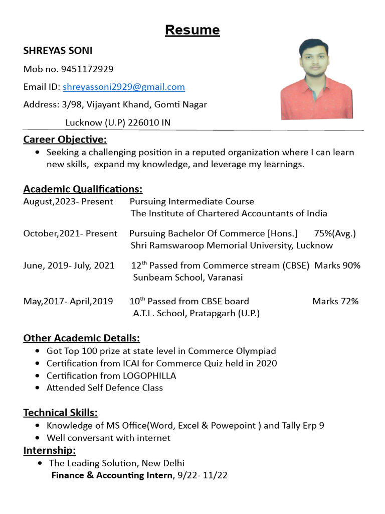 Resume: Shreyas Soni | PDF