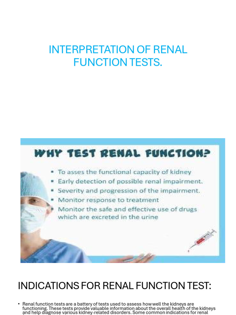 Indications and Interpretation of Renal Function Tests Medicine.1 | PDF ...