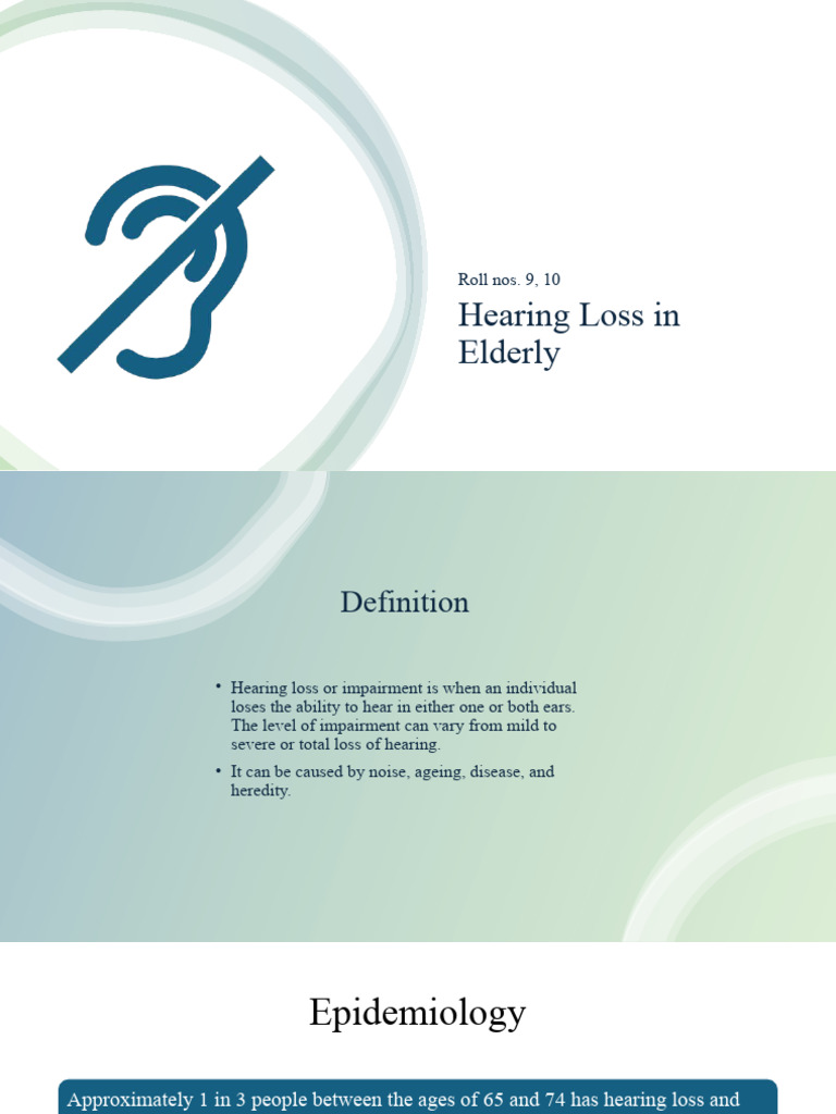 Hearing Loss In Elderly Pdf Hearing Loss Auditory System