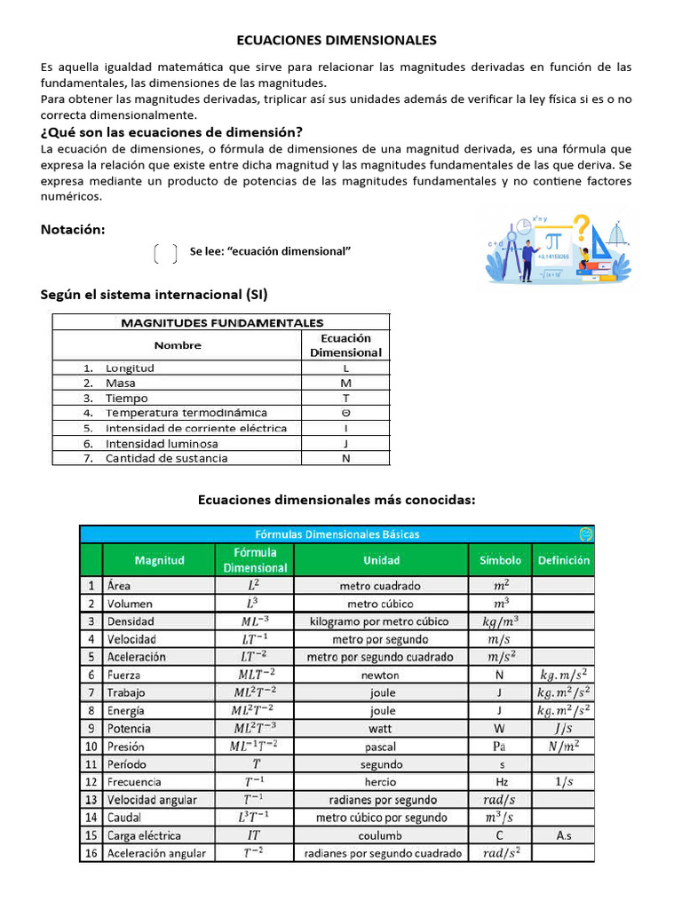Ecuaciones Dimensionales | PDF