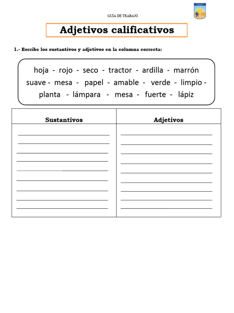 Guia Adjetivos Calificativos | PDF