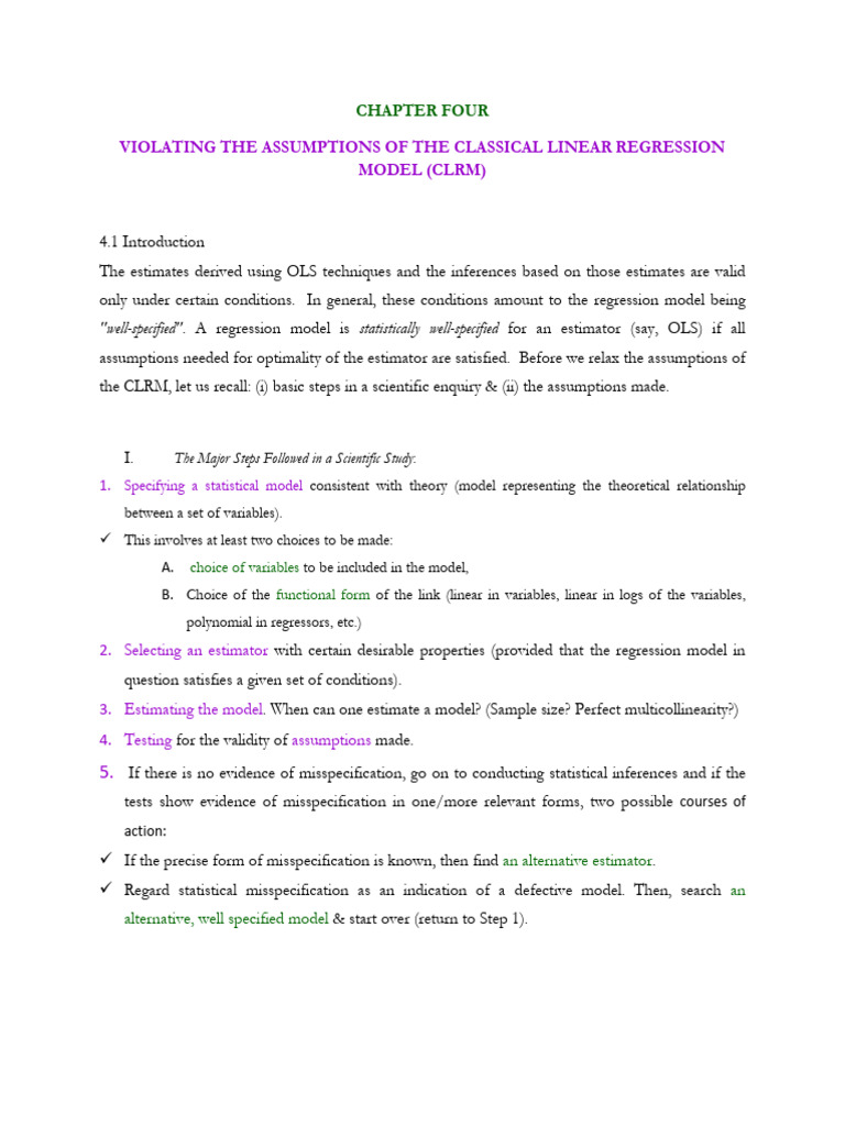Econometrics For Finance - CHAPTER - 4 | PDF | Regression Analysis | Autocorrelation