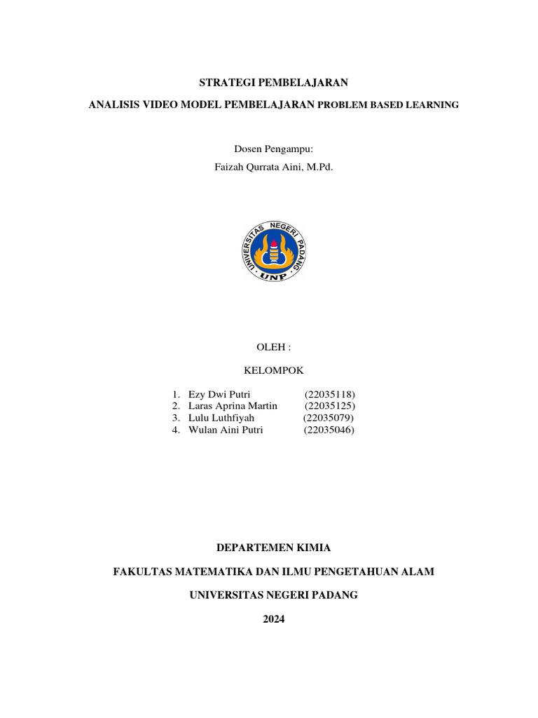 Kelompok 3 - Analisis Video Model Pembelajaran PBL | PDF