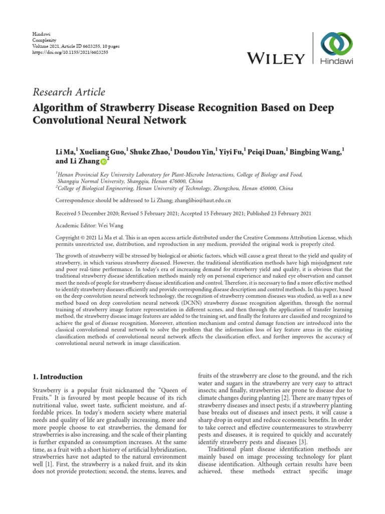 Ma Et Al - 2021 - Algorithm of Strawberry Disease Recognition Based On Deep Convolutional Neural ...
