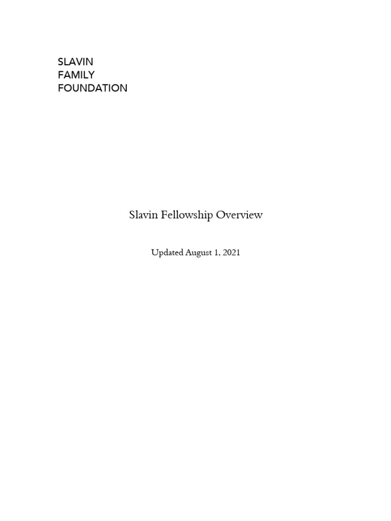 Slavin Fellowship Overview | PDF