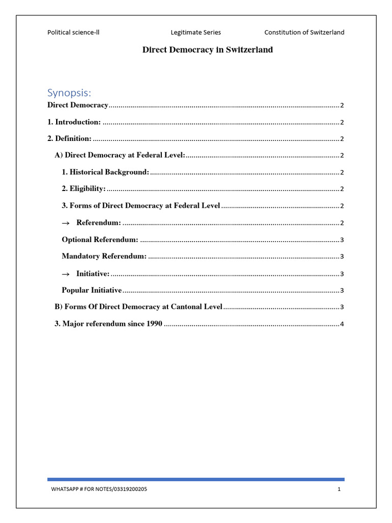 Swiss Direct Democracy Explained | PDF | Democracy | Political Ideologies