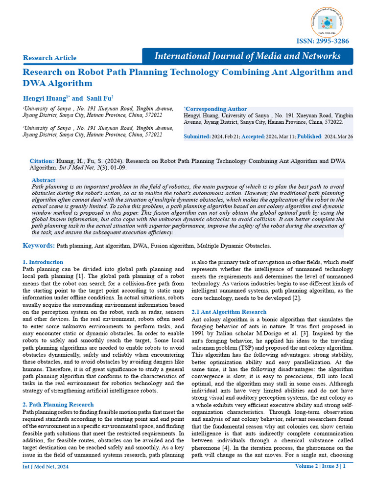 Research On Robot Path Planning Technology Combining Ant Algorithm And Dwa Algorithm Download