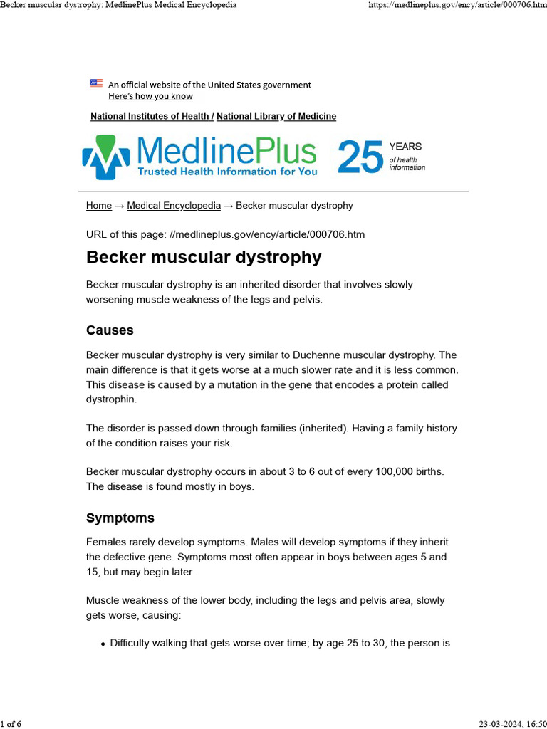 Becker Musuclar Dystrophy | PDF | Muscular Dystrophy | Musculoskeletal ...