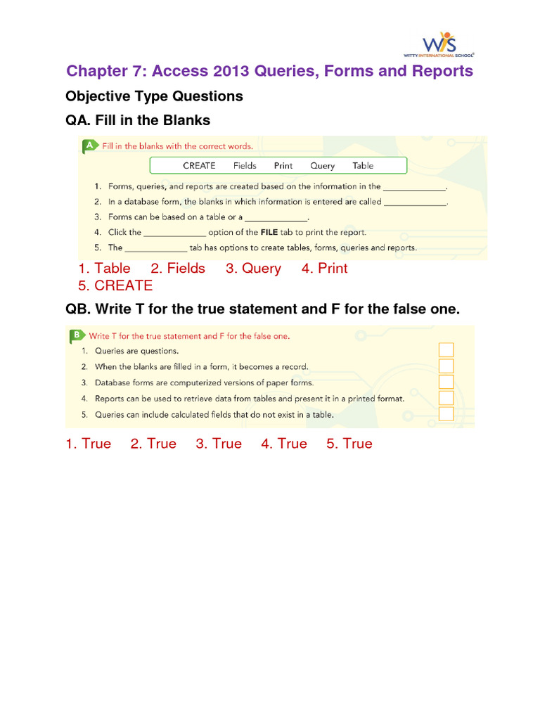 Access- Queries-Forms and Reports | PDF | Graphical User Interfaces | System Software