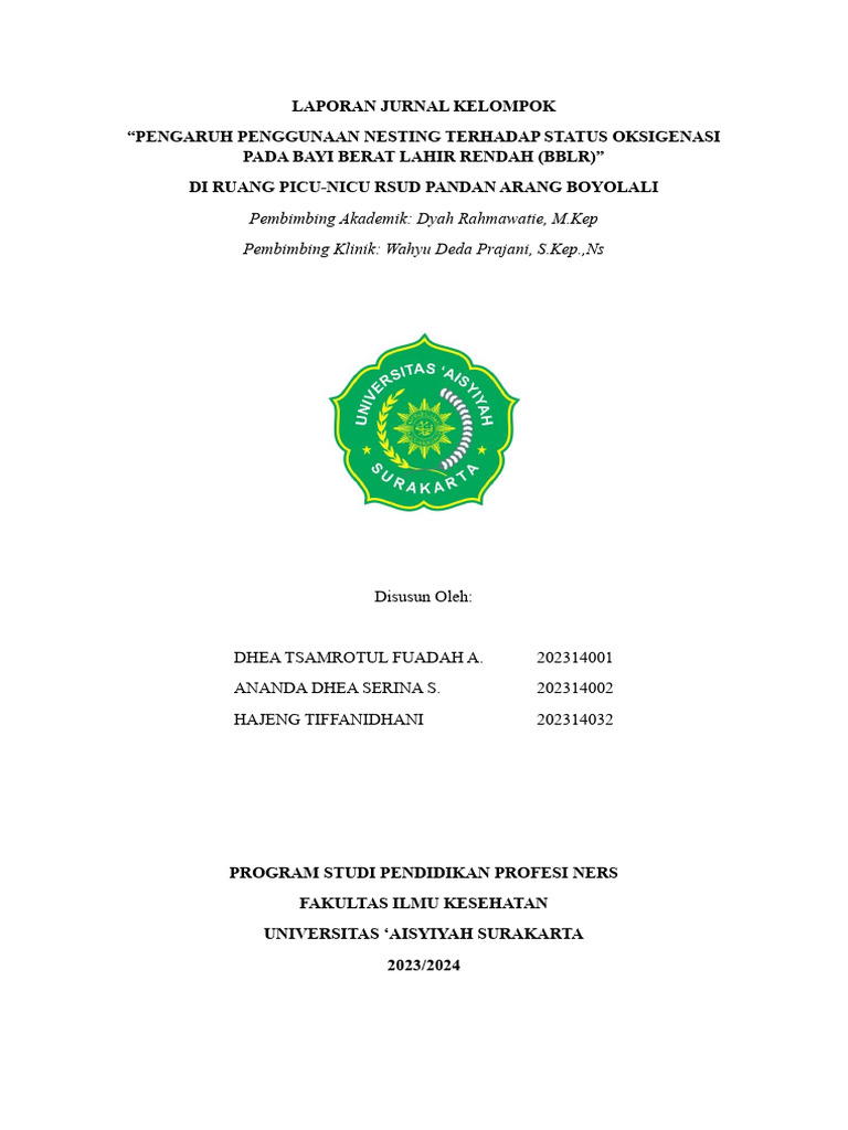 Pengaruh Nesting pada BBLR di PICU-NICU | PDF