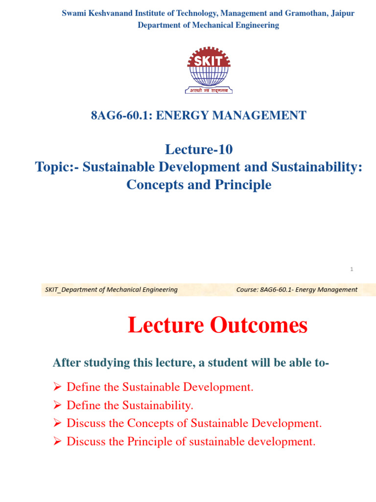 L10 Sustainable Development and Sustainability Concepts and Principle ...