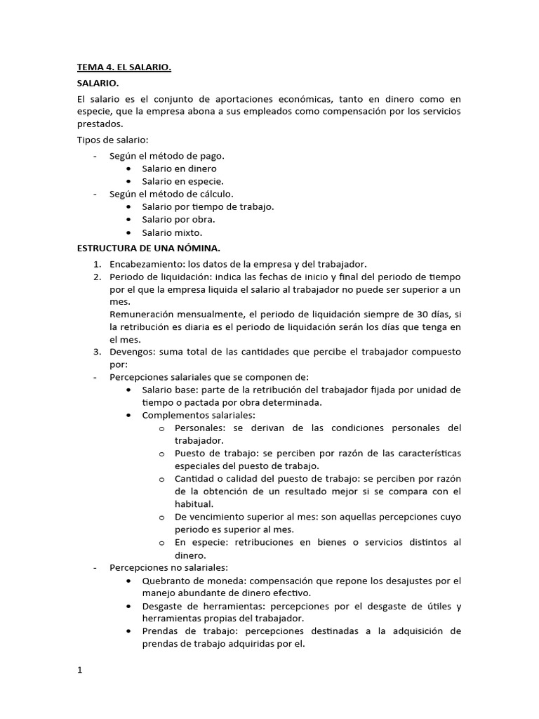 TEMA 4 FOL | PDF | Salario | Negocios económicos
