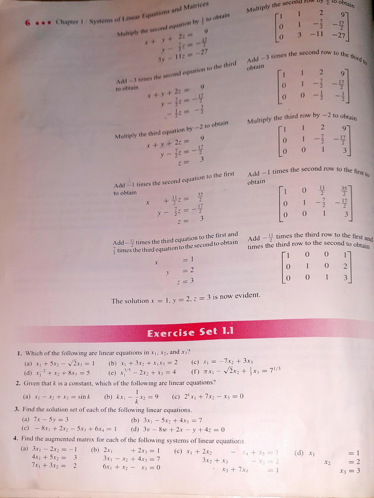 Linear Algebra Chapter 1 Exercises | PDF