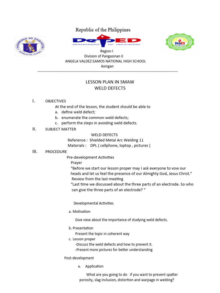 weld-defects-lesson-plan (1) | PDF | Welding | Construction