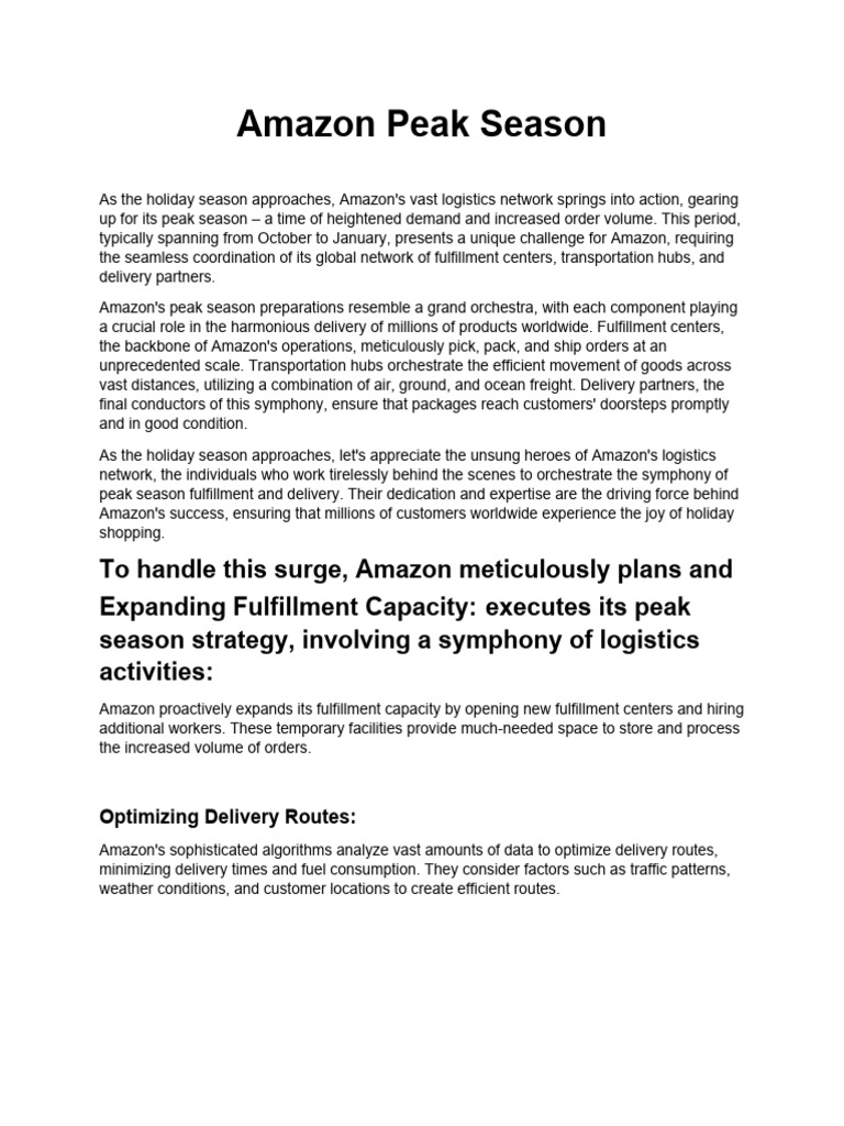 Amazon Peak Season Glossary | PDF | Logistics | Transport