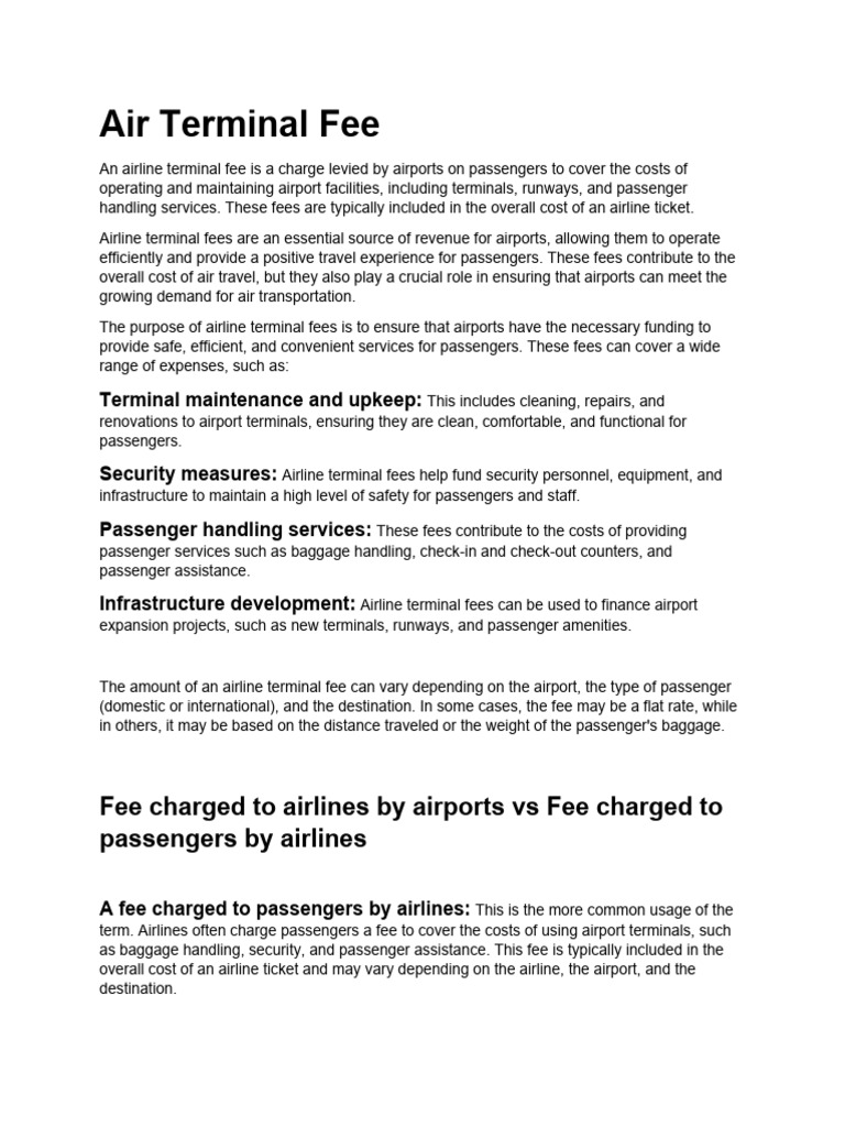 Air Terminal Fee | PDF | Airport | Airlines