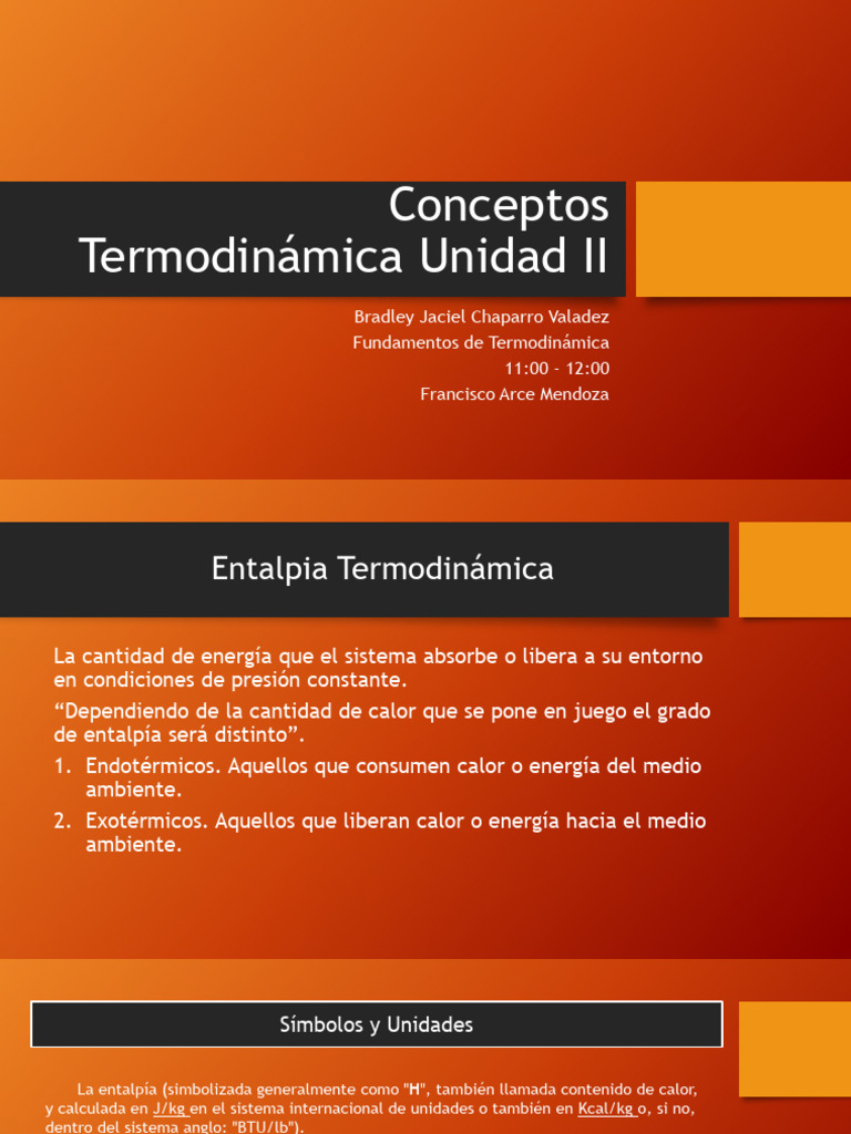 Conceptos Termodinámica Unidad II | PDF | Temperatura | Entalpía