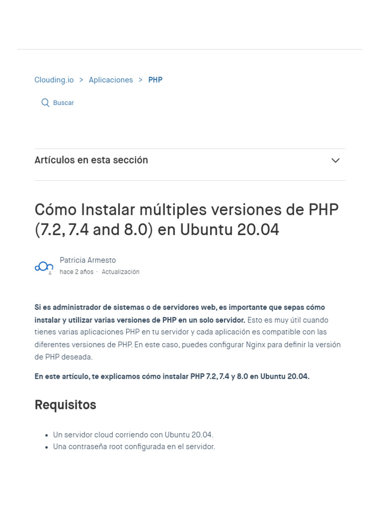 Cómo Instalar múltiples versiones de PHP (7.2, 7.4 and 8.0) en Ubuntu 20.04 – Clouding.io | PDF ...