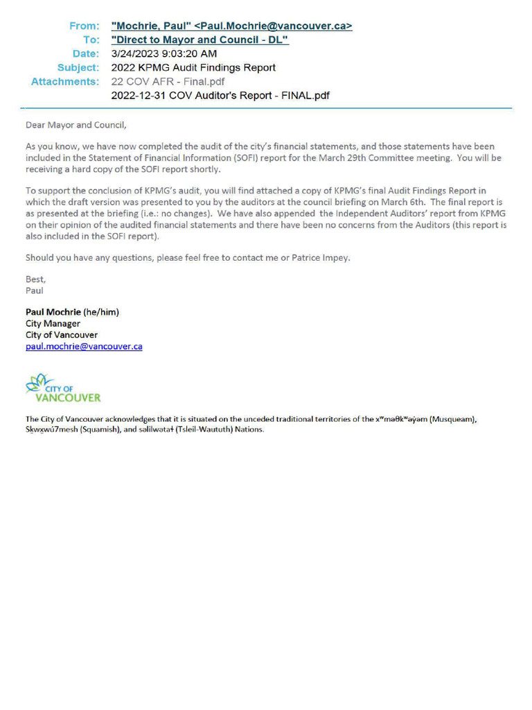 2023-03-24-2022-kpmg-audit-findings-report | PDF | Internal Control | Financial Audit