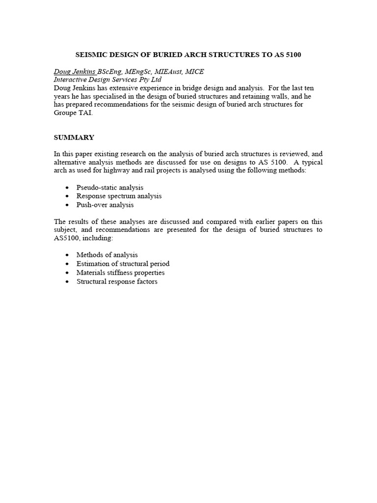 Seismic Design of Buried Structures As 5100 | PDF | Bridge | Beam ...