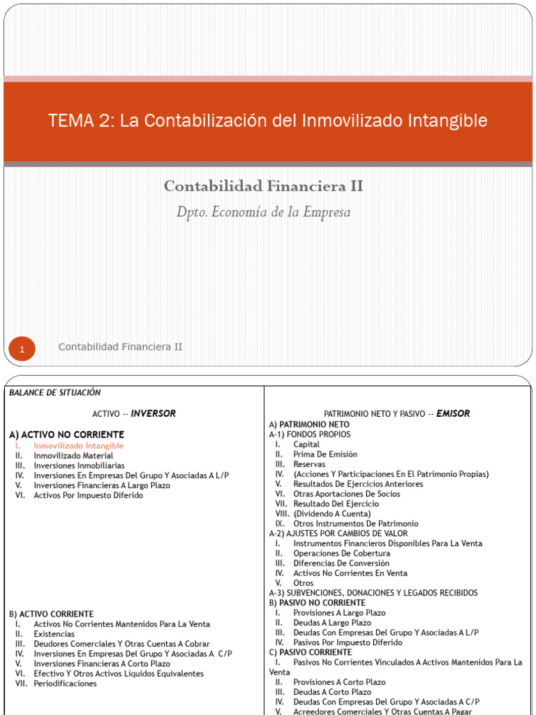 Tema 2 - Contabilidad Del Inmovilizado Intangible | PDF | Activo intangible | Contabilidad