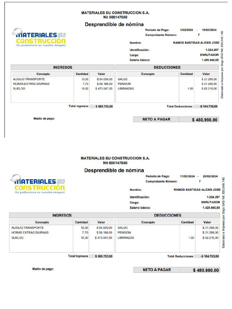 colillas de pago de los ultimos tres pagos Y DOCUMENTOS | PDF