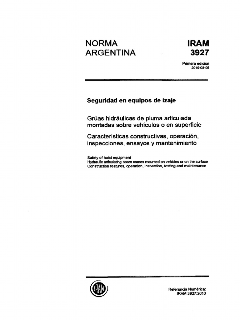 IRAM 3927 - 2010 - Hidrogrúas | PDF