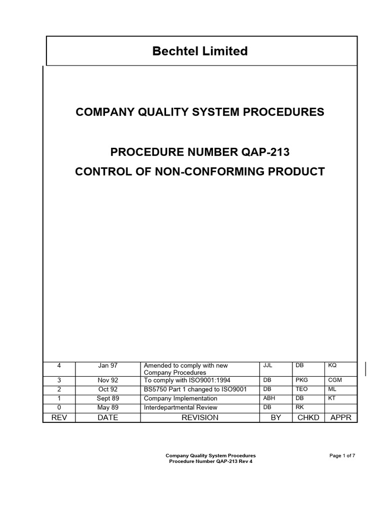 213-04a - CONTROL OF NON-CONFORMING PRODUCT | PDF | Iso 9000 | Quality Management System