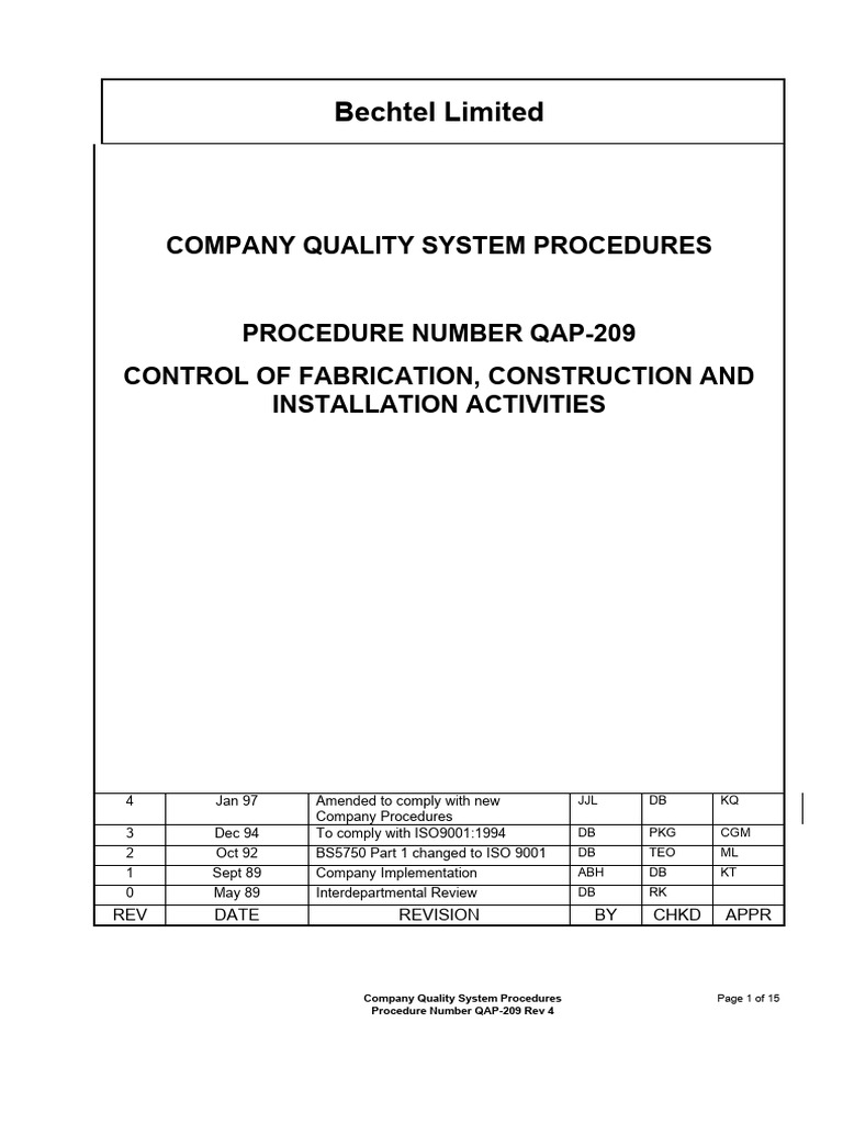209-04a - CONTROL OF FABRICATION, CONSTRUCTION AND INSTALLATION ...